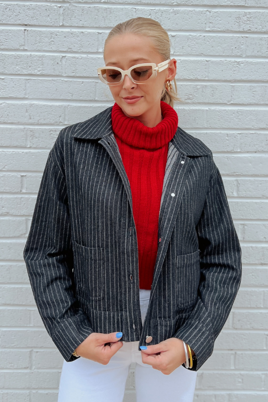 Dandy Denim Jacket - Black Stripe – wander boutique